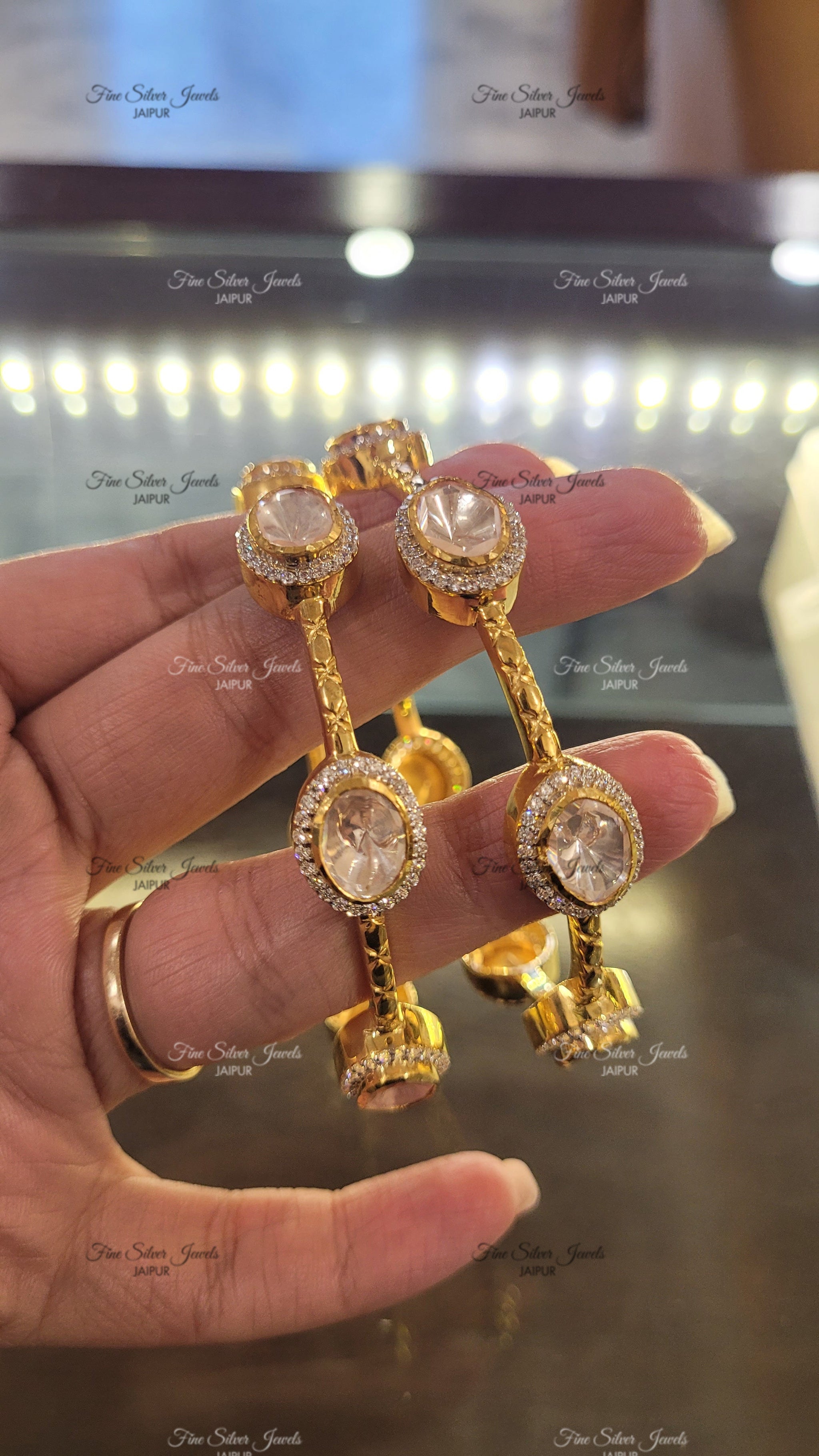 Buy 925 Silver NAVYA POLKI BANGLE (set of 2) Online in India | Fine Silver Jewels